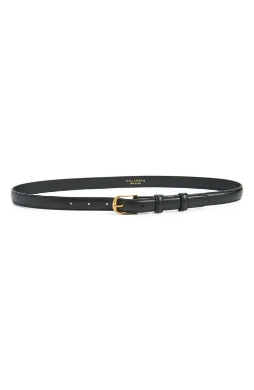 NILI LOTAN Jane Leather Belt - Black W/shiny Brass Buckle