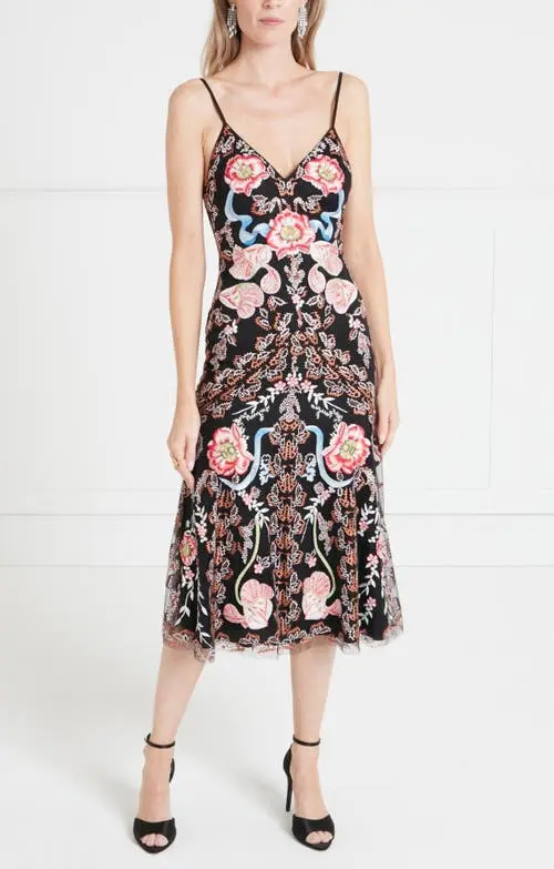 TEMPERLEY LONDON Bilbao Strappy Midi Dress - Black