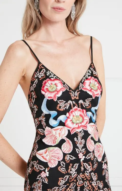 TEMPERLEY LONDON Bilbao Strappy Midi Dress - Black