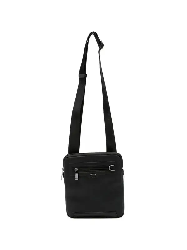 BOSS Logo-plaque Messenger Bag - Black