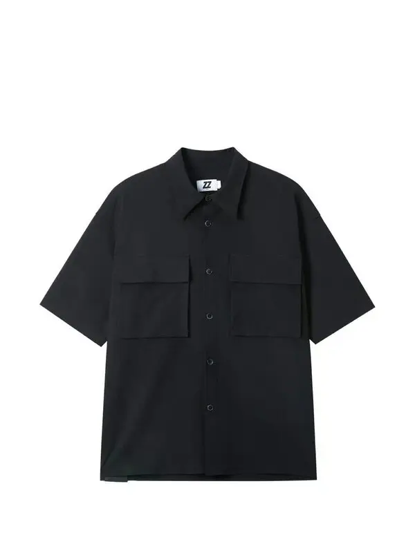 Izzue Flap-pocket Short -leeve Shirt - Black
