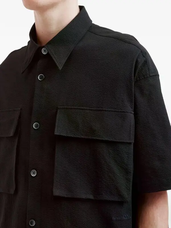Izzue Flap-pocket Short -leeve Shirt - Black