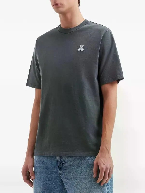 Izzue Teddy-bear-embroidered Crew-neck T-shirt - Grey