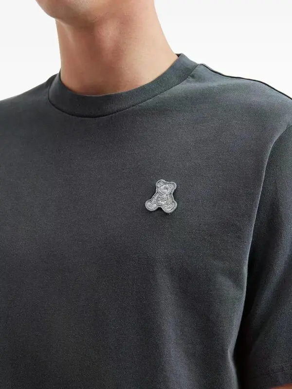 Izzue Teddy-bear-embroidered Crew-neck T-shirt - Grey