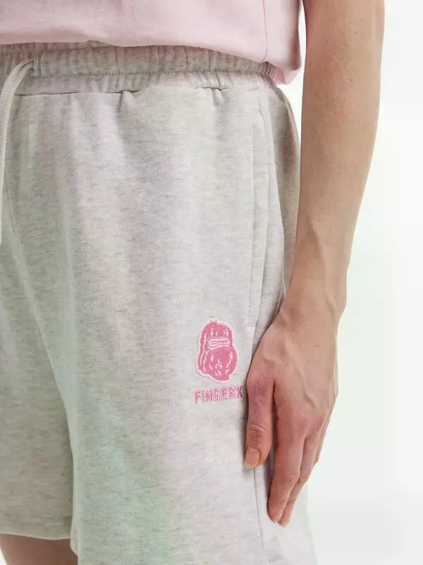 FINGERCROXX Drawstring Patch Pocket Shorts - Grey