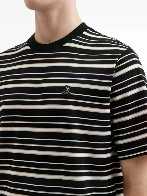 Izzue Striped Bear-detail T-shirt - Black