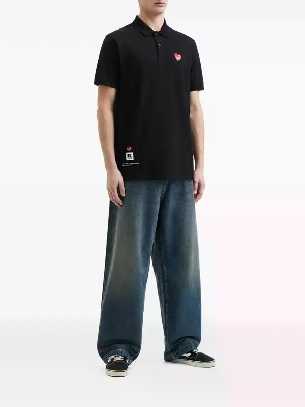 Izzue Appliqué Polo Shirt - Black