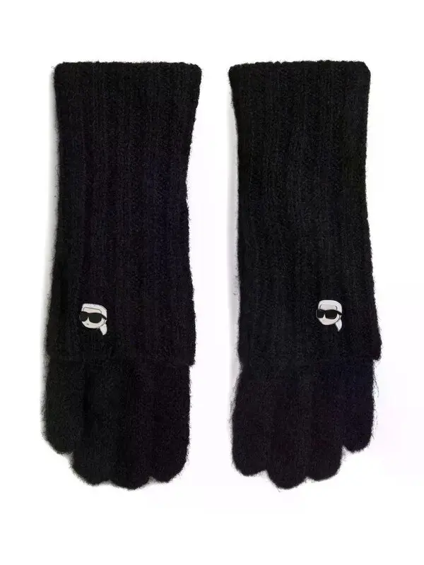 Karl Lagerfeld Ikon Pin Knitted Gloves - Black