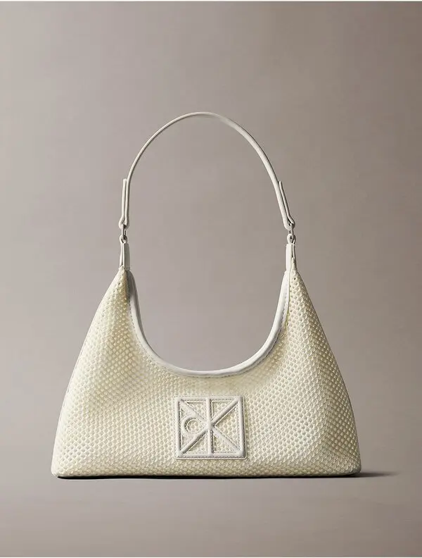 Calvin Klein Emblem Logo Mesh Shoulder Bag - White Alyssum