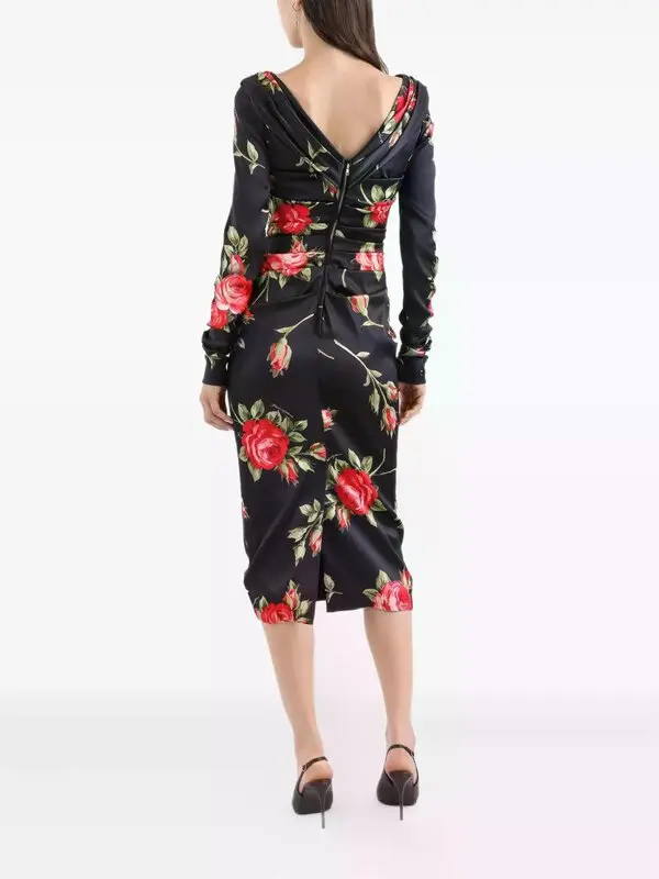 Dolce & Gabbana Floral Long-sleeved Midi Dress