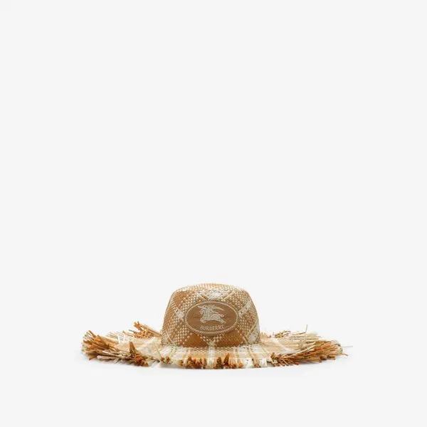Burberry Knight Stamp Raffia-effect Sun Hat - Finch Beige
