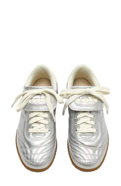 DIADORA Metallic Leather Indoor Sneakers - Silver