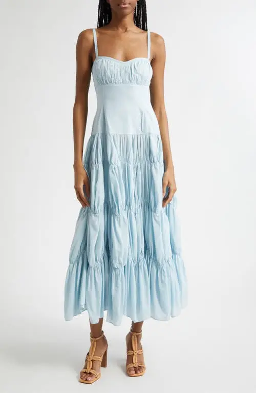 Ulla Johnson Emmalina Sweetheart Neck Midi Dress - Adriatic