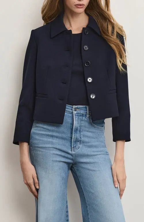 Veronica Beard Ismena Jacket With Removable Scarf & Sleeve Cuffs - Navy