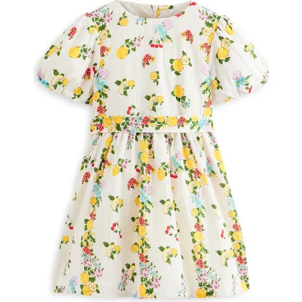 Boden Printed Short Sleeve Dress - Soft Ivory Lemon Floral