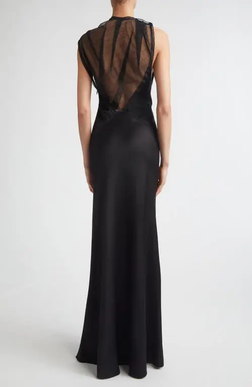 Victoria Beckham Asymmetric Mesh Trim Trumpet Gown