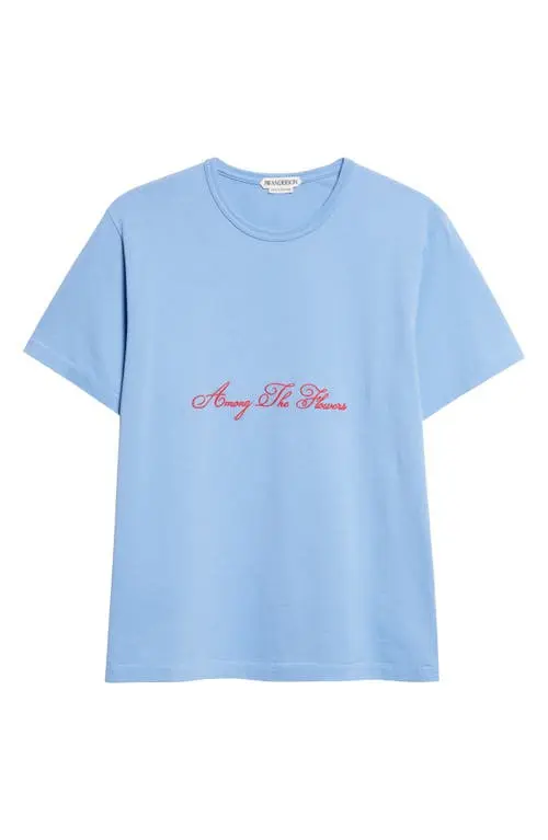 JW Anderson Among The Flowers Embroidered T-shirt - Pale Blue