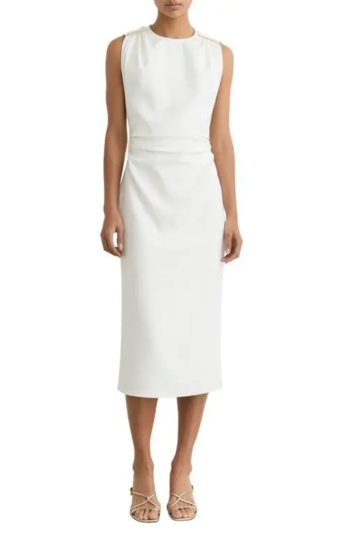 REISS Bronte Ruched Sleeveless Midi Dress