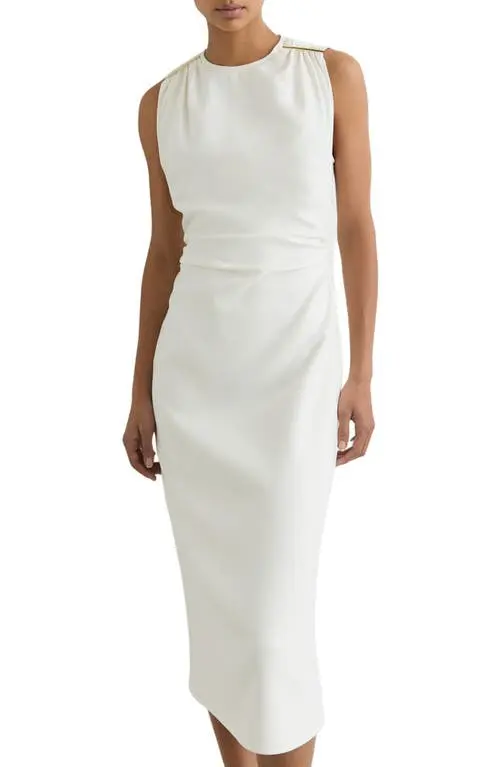 REISS Bronte Ruched Sleeveless Midi Dress