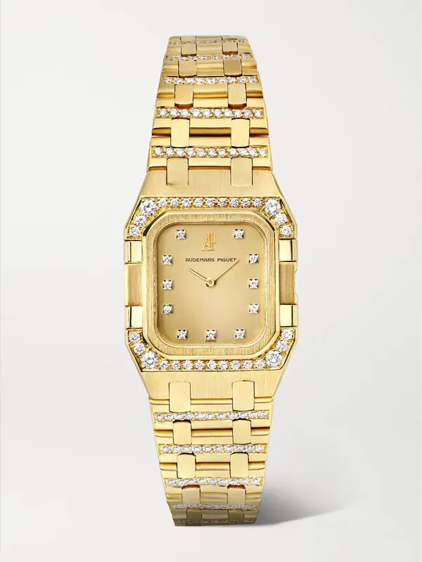 STEPHANIE WINDSOR Audemars Piguet Vintage 1980s Royal Oak Cube 18-karat And Diamond Watch - Gold