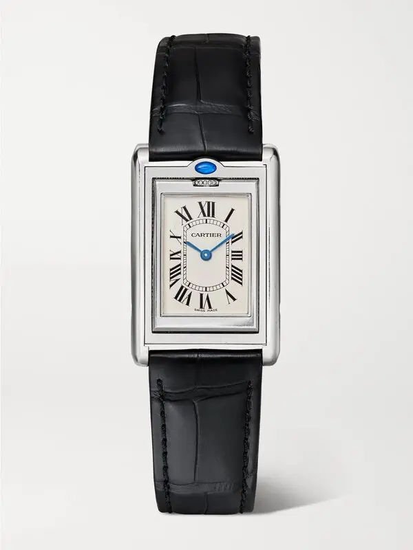 STEPHANIE WINDSOR Cartier 2001 Basculante 34mm Stainless Steel And Leather Watch - White