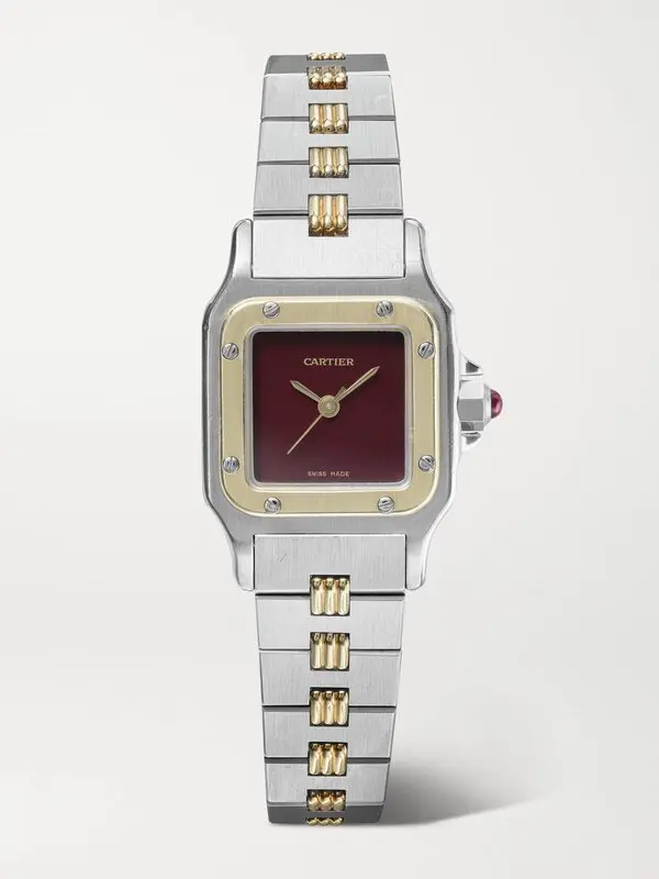 STEPHANIE WINDSOR Cartier Vintage 1980s Santos Automatic 25mm Stainless Steel And 18-karat Gold Watch - Gray
