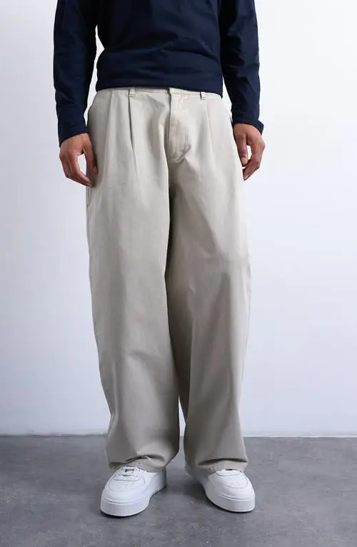 Topman Super Baggy Twill Trousers - Stone