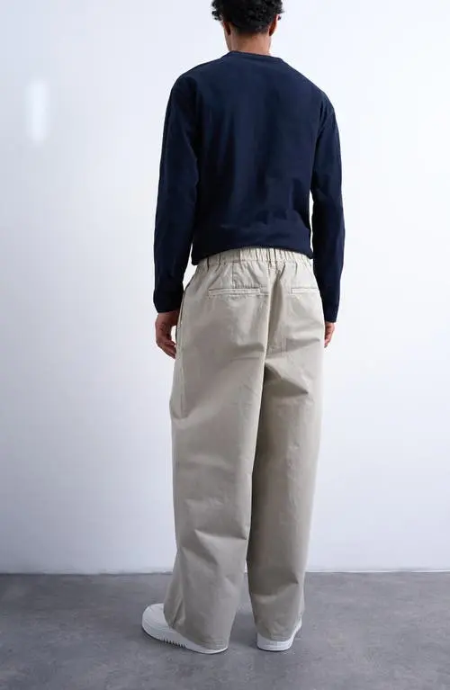 Topman Super Baggy Twill Trousers - Stone