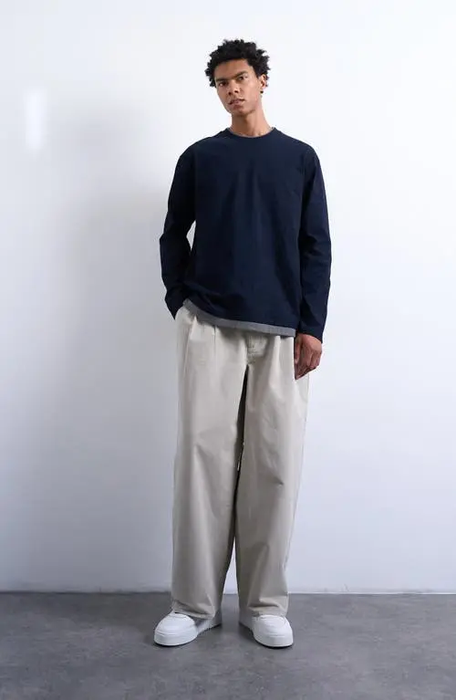 Topman Super Baggy Twill Trousers - Stone