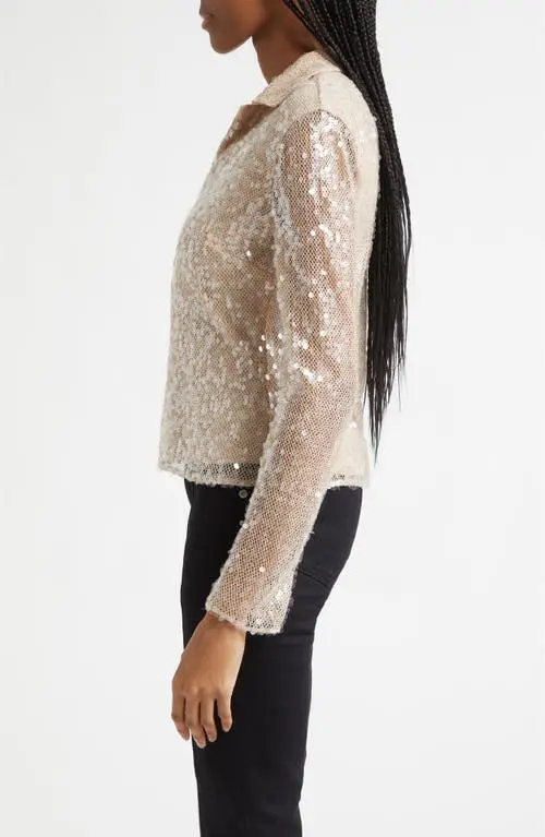 Veronica Beard Meryl Sequin Embellished Top - Champagne