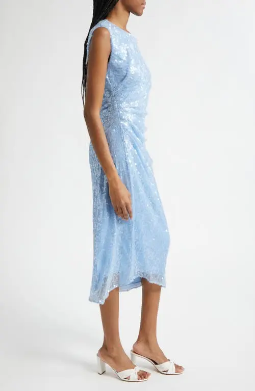 Veronica Beard Kimberly Side Ruched Sequin Sheath Dress - Blue Jay