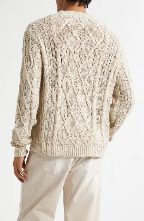 STOCKHOLM SURFBOARD CLUB Aran Cable Knit Cotton & Linen Sweater