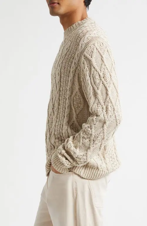 STOCKHOLM SURFBOARD CLUB Aran Cable Knit Cotton & Linen Sweater