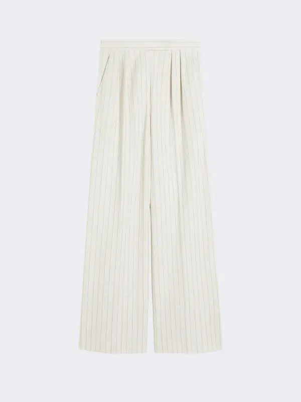 Max Mara Wide-fit Pinstripe Piqué Jersey Trousers - White
