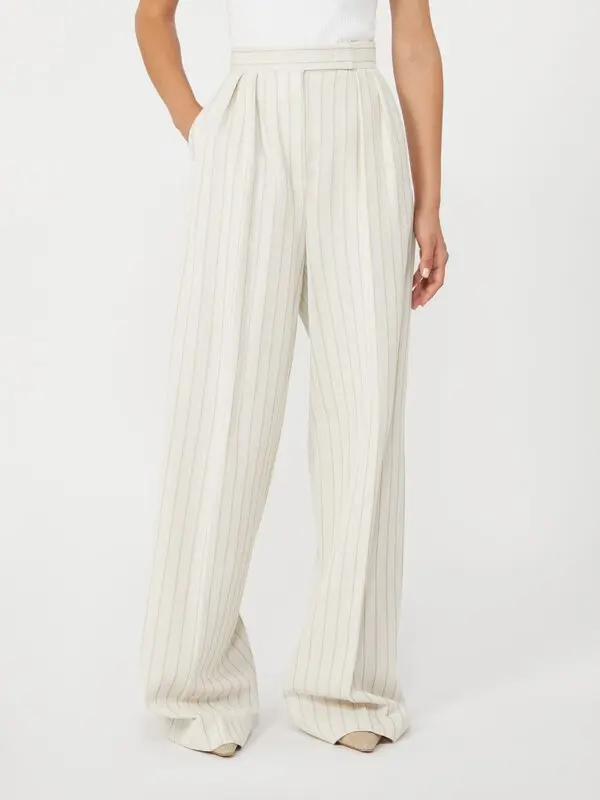 Max Mara Wide-fit Pinstripe Trousers - White