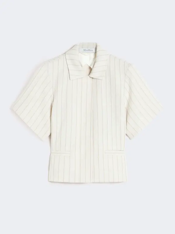 Max Mara Pinstripe Piqué Jersey Shirt Jacket - White