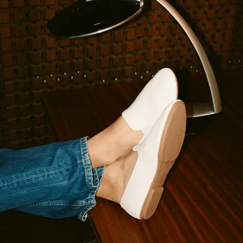 Rivieras Leather Jazz Moccasin - White
