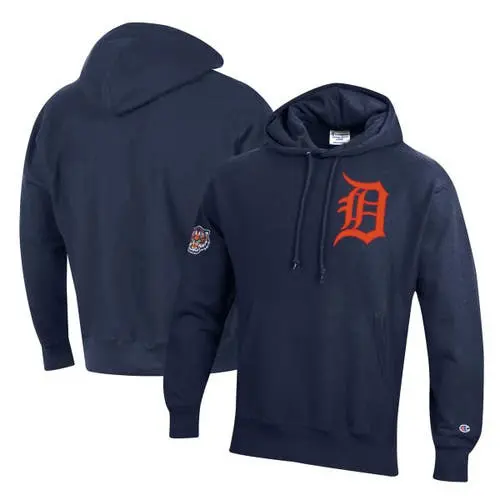 Champion Detroit Tigers Reverse Weave Chenille Hoodie - Navy