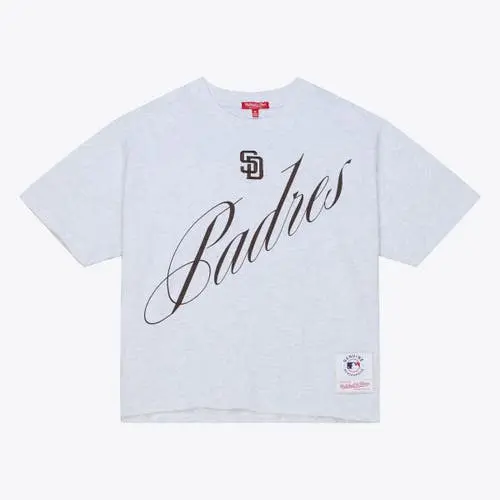 Mitchell & Ness San Diego Padres Script Cropped T-shirt