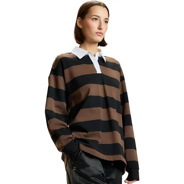 Cynthia Rowley Striped Cotton Rugby Shirt - Black