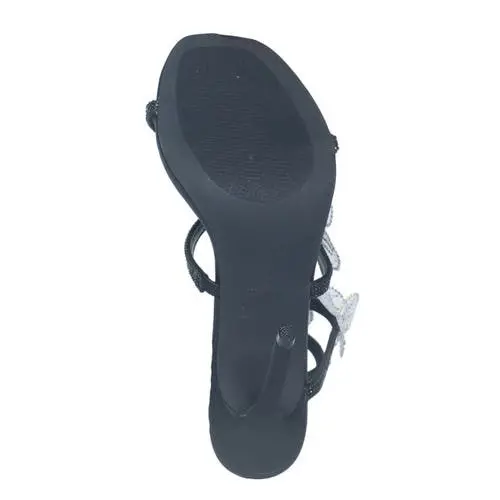 LAUREN LORRAINE Victoria Rhinestone Embellished Sandals - Black