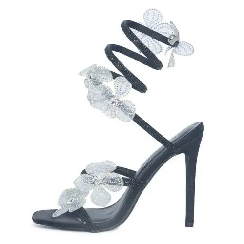 LAUREN LORRAINE Victoria Rhinestone Embellished Sandals - Black