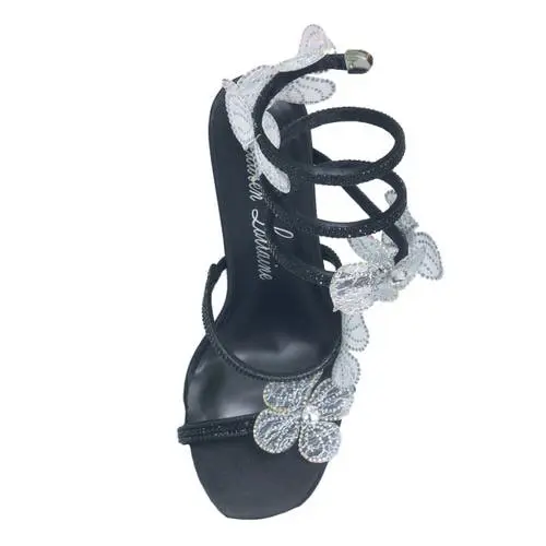 LAUREN LORRAINE Victoria Rhinestone Embellished Sandals - Black