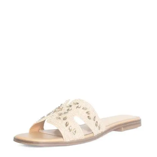 LAUREN LORRAINE Honey Embellished Slides - Beige