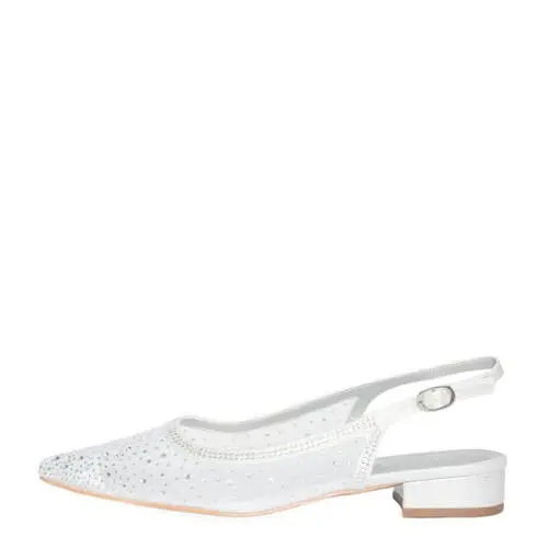 LAUREN LORRAINE June Rhinestone Embellished Slingbacks - Silver