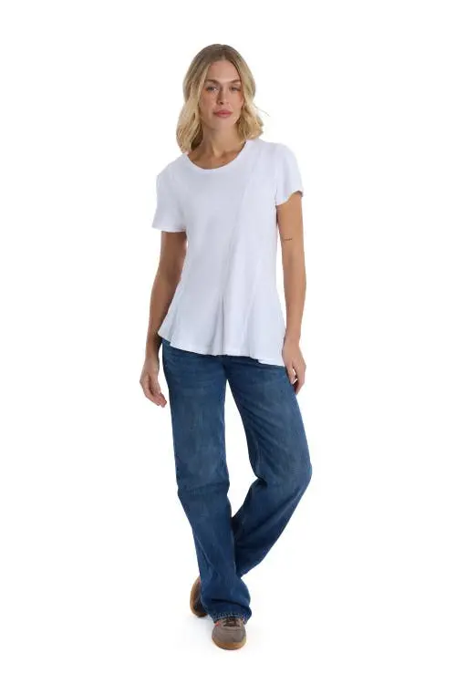 WILT CLOTHING Round Neck Short Sleeve Tee With Asymmetric Hem - Black