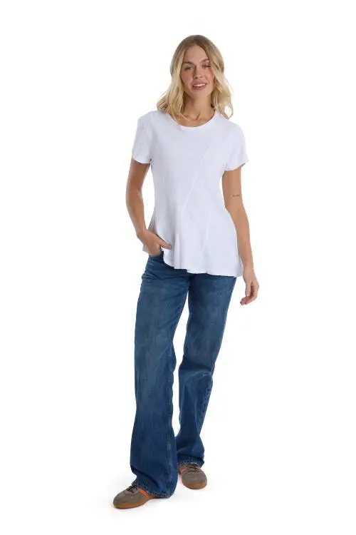 WILT CLOTHING Round Neck Short Sleeve Tee With Asymmetric Hem - Black