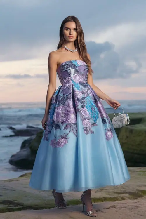 Mac Duggal Organza Strapless Gown With Pockets