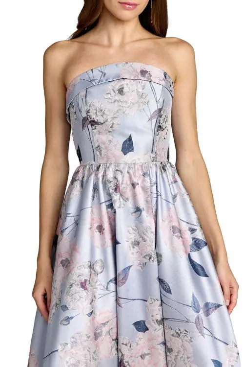 Mac Duggal Floral Brocade Strapless A-line Ballgown