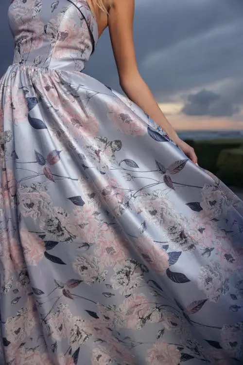 Mac Duggal Floral Brocade Strapless A-line Ballgown